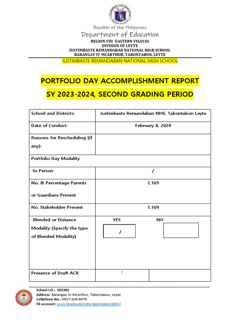 Portfolio Day Report SY 2023-2024 | PDF | Learning