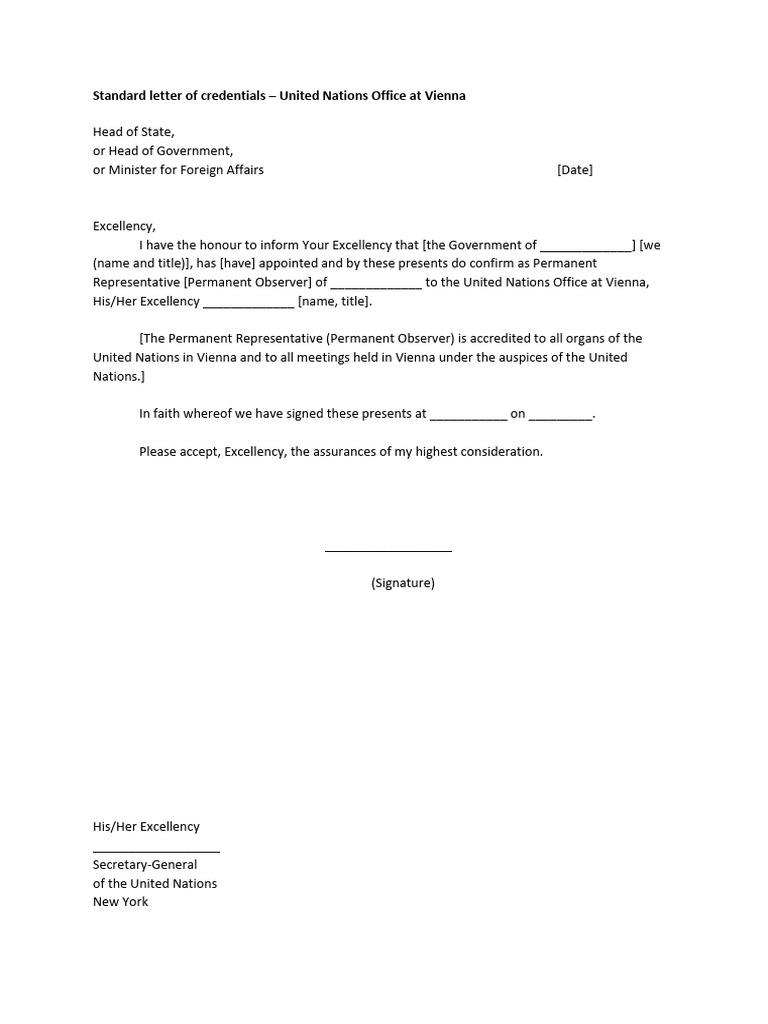 Standard Letter of Credentials | PDF