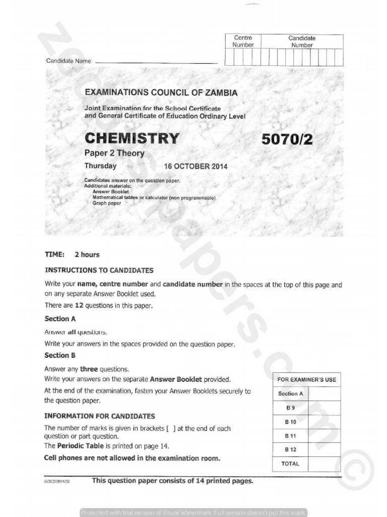 g12 Chemistry p2 2014 | PDF