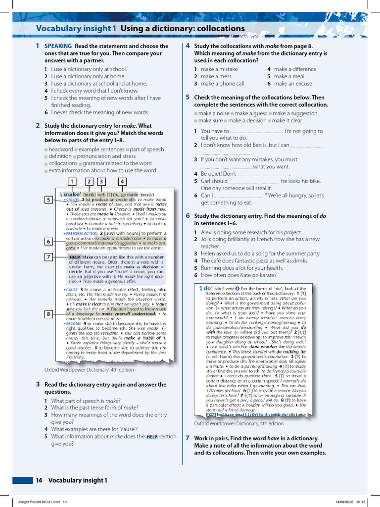 Vocabulary Insight Page | PDF | Vocabulary | Dictionary