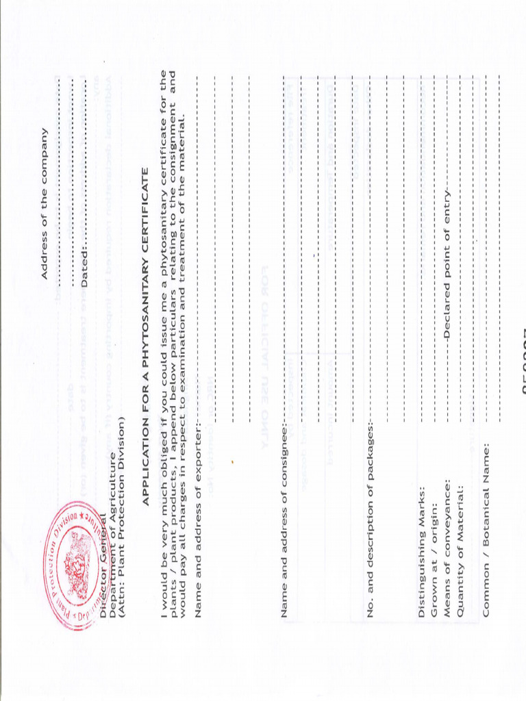 Application For Phytosanitary Certificate (PC) | PDF