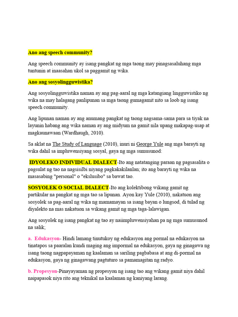 Ano Ang Speech Community | PDF