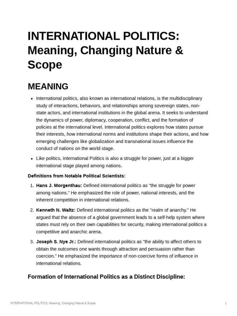 Ir - Meaning Nature & Scope | PDF | International Relations | Political ... Ir - Meaning Nature & Scope | PDF | International Relations | Political ...