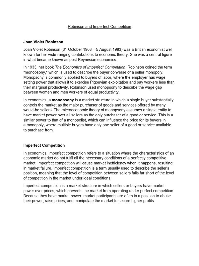 Robinson and Imperfect Competition | PDF | Imperfect Competition ...