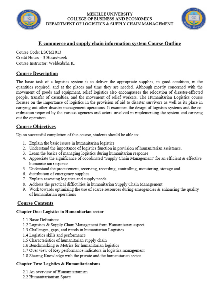E-Commerce and Supply Chain Information System Course Outline | PDF ...