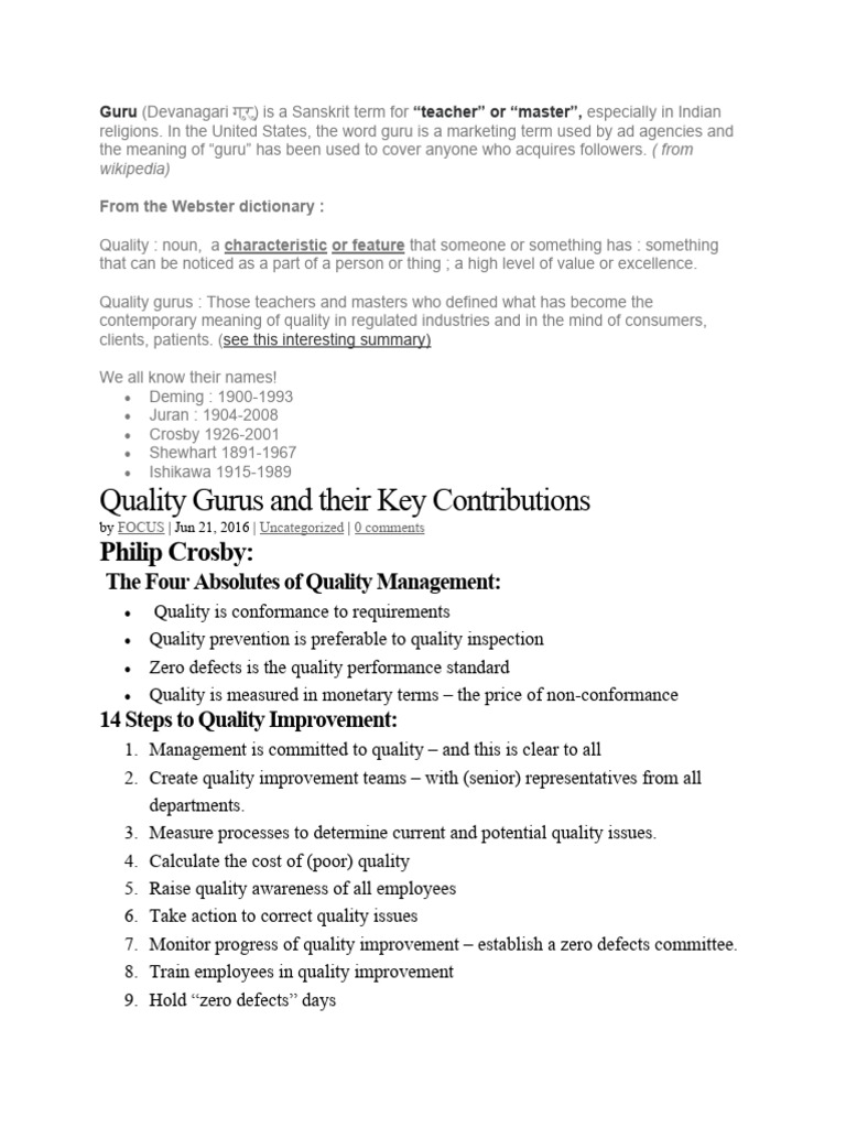 Quality Gurus 2013 | PDF | Quality Management | Economies