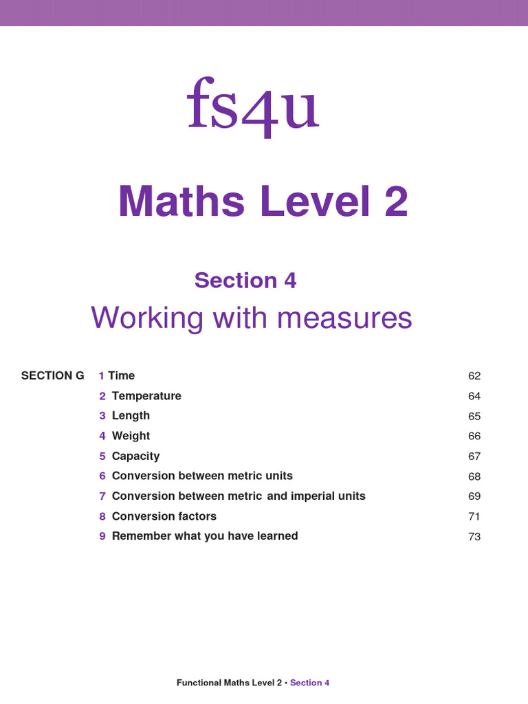 Maths L2 Section 4 Measures, Units, Space Learner Materials | PDF | Litre | Pint