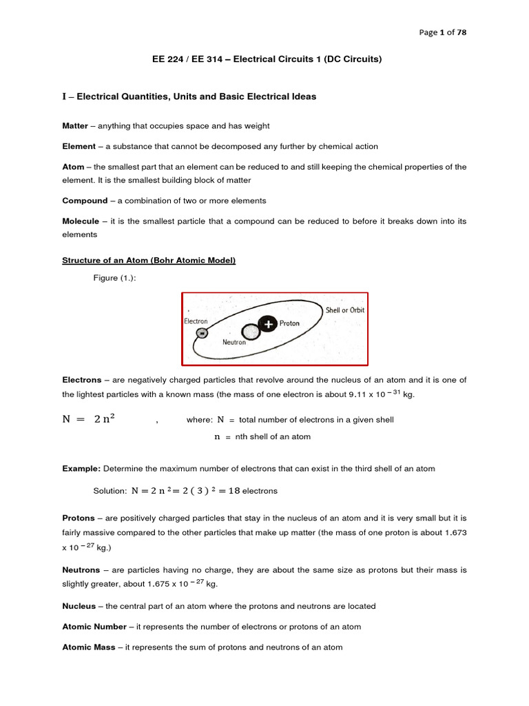 EE 224 - EE 314 - Lecture (Revised) | PDF | Atoms | Electrical Resistance And Conductance
