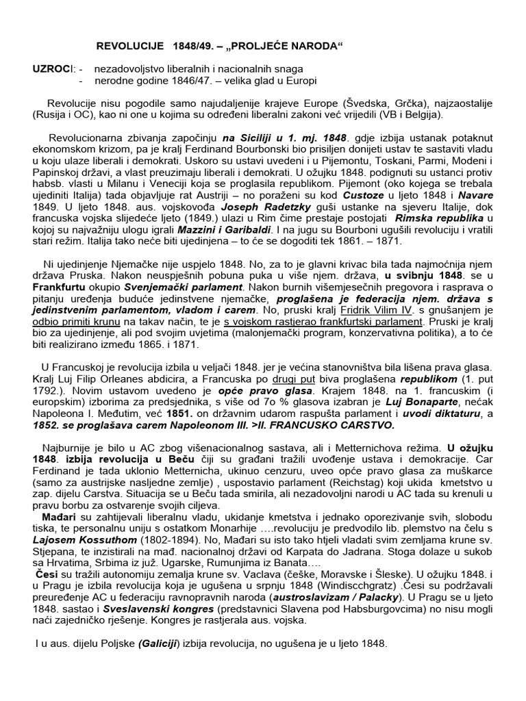 Revolucije 1848 | PDF