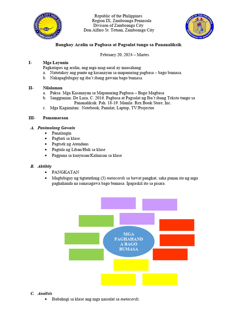 February 20 - Mga Kasanayan Sa Mapanuring Pagbasa - Bago Magbasa | PDF February 20 - Mga Kasanayan Sa Mapanuring Pagbasa - Bago Magbasa | PDF