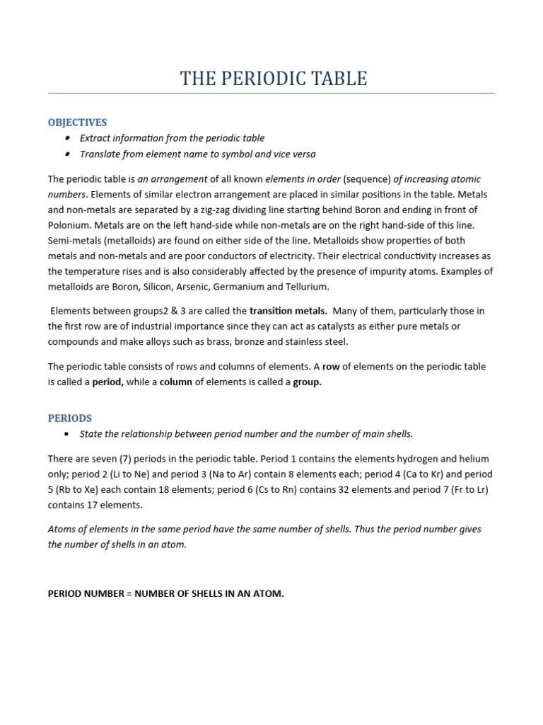 Understanding Periodic Table Structure | PDF | Chlorine | Periodic Table