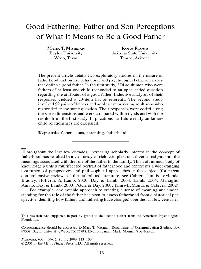 Good Fathering Father and Son Perception | PDF | Father | Family