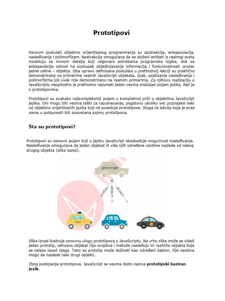 Objektno Orijentisano Programiranje - Prototipovi | PDF
