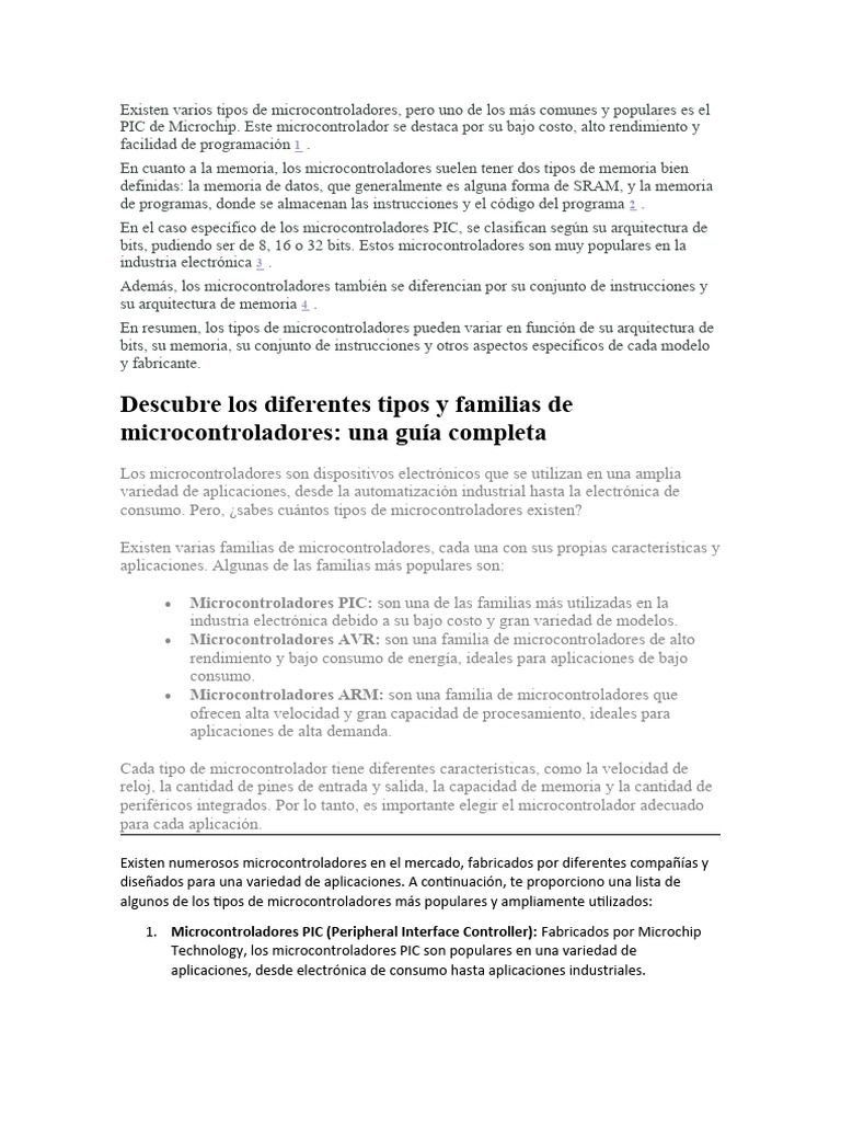 Tipos y Ejemplos de Microcontroladores | PDF | Microcontrolador ...