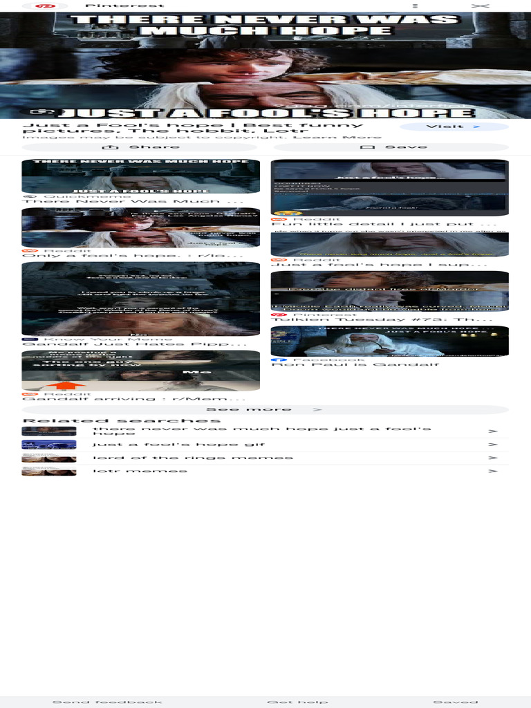 There Is No Hope Only A Fools Game Meme Gandalf - Google Search | PDF