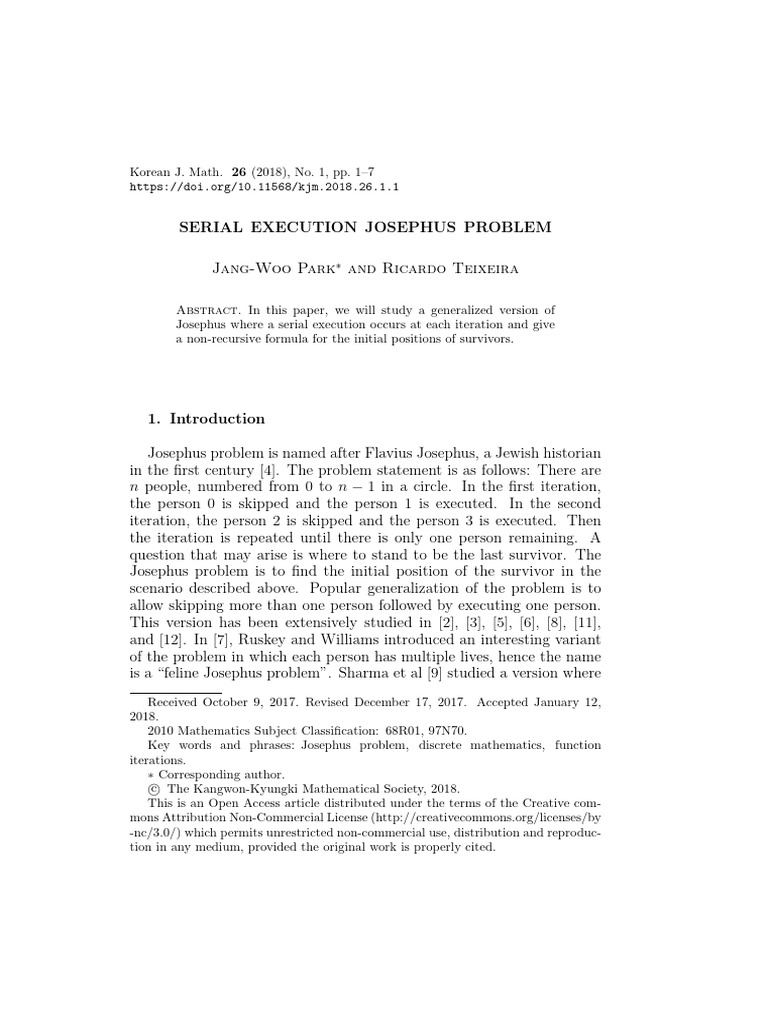 Serial Execution Josephus Problem | Download Free PDF | Mathematics ...