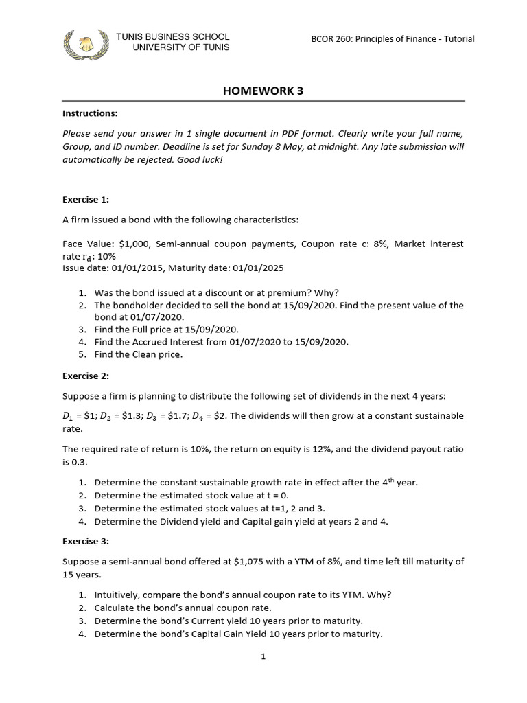 HMW 3 | Download Free PDF | Bonds (Finance) | Yield (Finance)