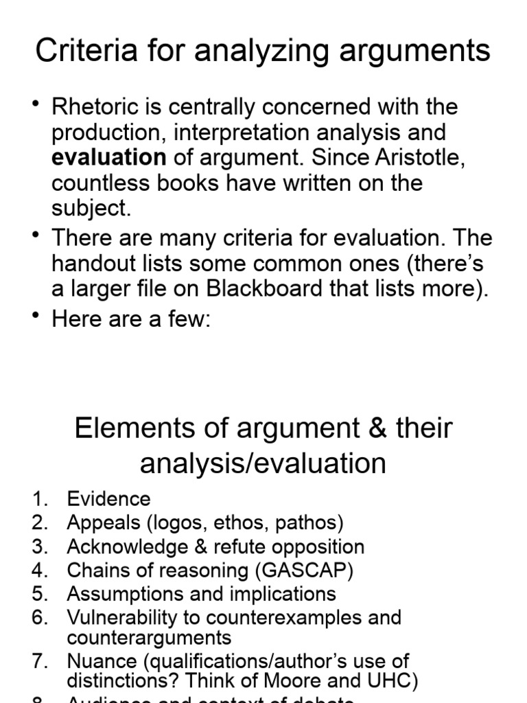 Criteria For Analyzing Arguments | PDF | Evidence | Universal Health Care Criteria For Analyzing Arguments | PDF | Evidence | Universal Health Care