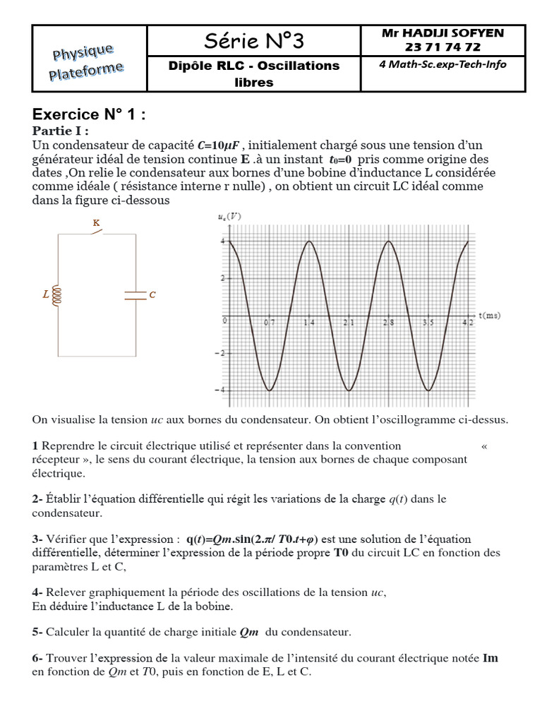 Circuit RLC : Oscillations et Énergie | PDF | Tension électrique ...