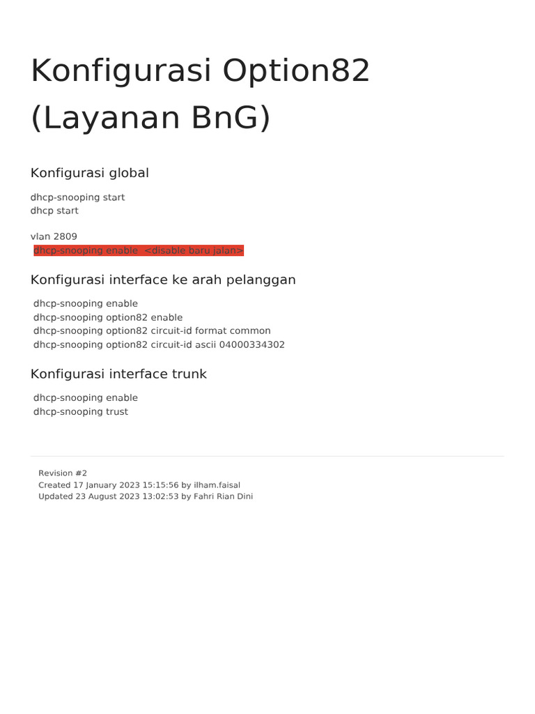 Konfigurasi Option82 Layanan BNG | PDF | Computers | Technology & Engineering
