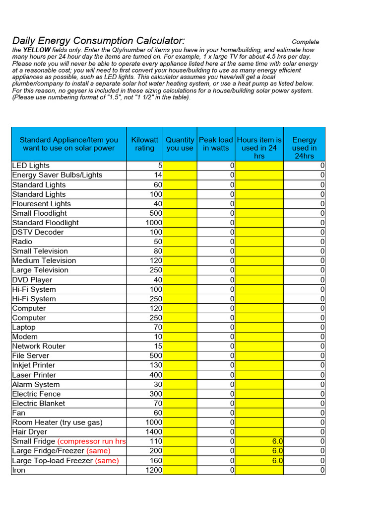 Energy Calculator | PDF | Energy Conservation | Photovoltaic System