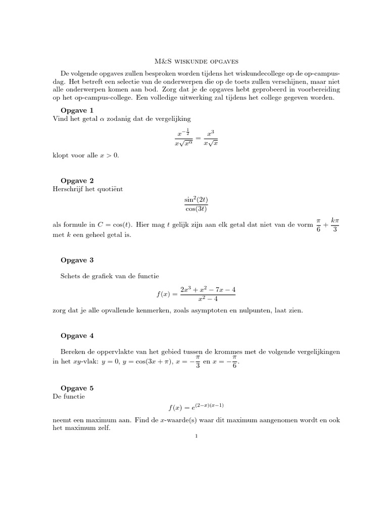 Voorbereiding Voor Op Campus Wiskunde | PDF