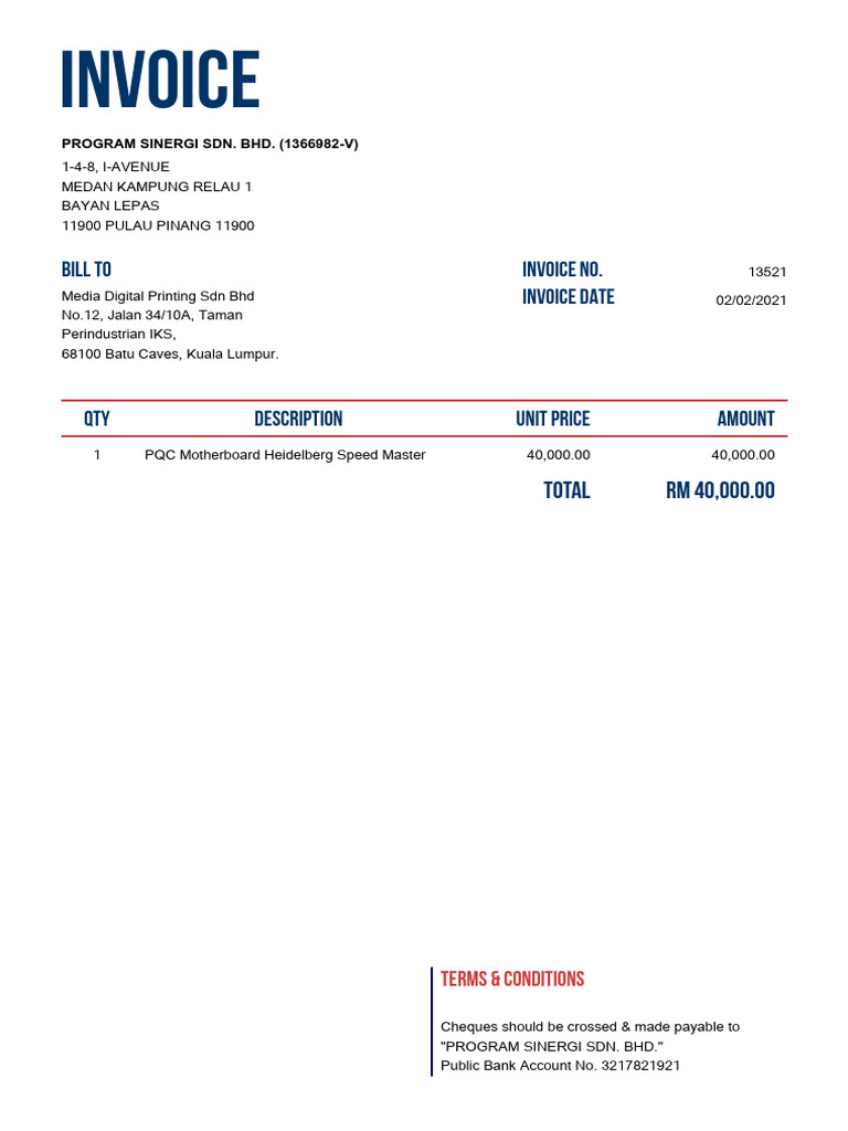 Invoice for Media Digital Printing | PDF