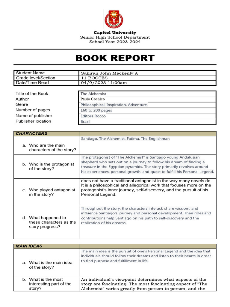 ENGLISH Book Report Format Keken | PDF | Experience | Cognition
