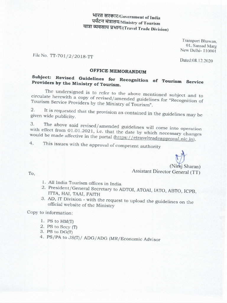 Tour Opertaors Revised Guidelines | PDF