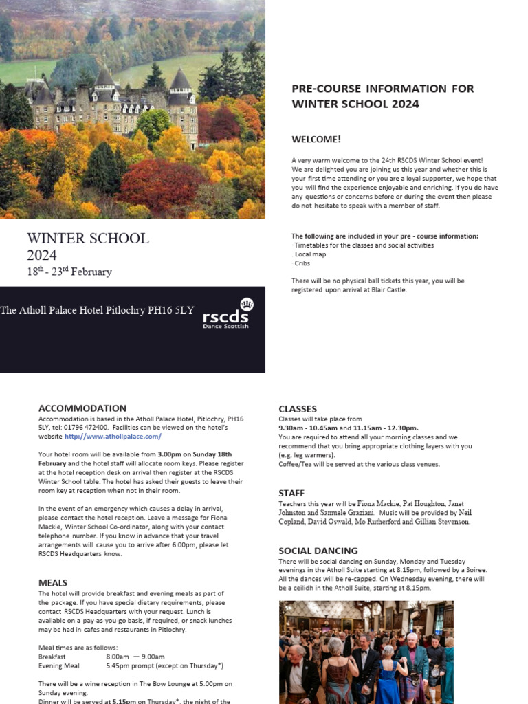 Winter School 2024 Programme | PDF | Meal | Dances