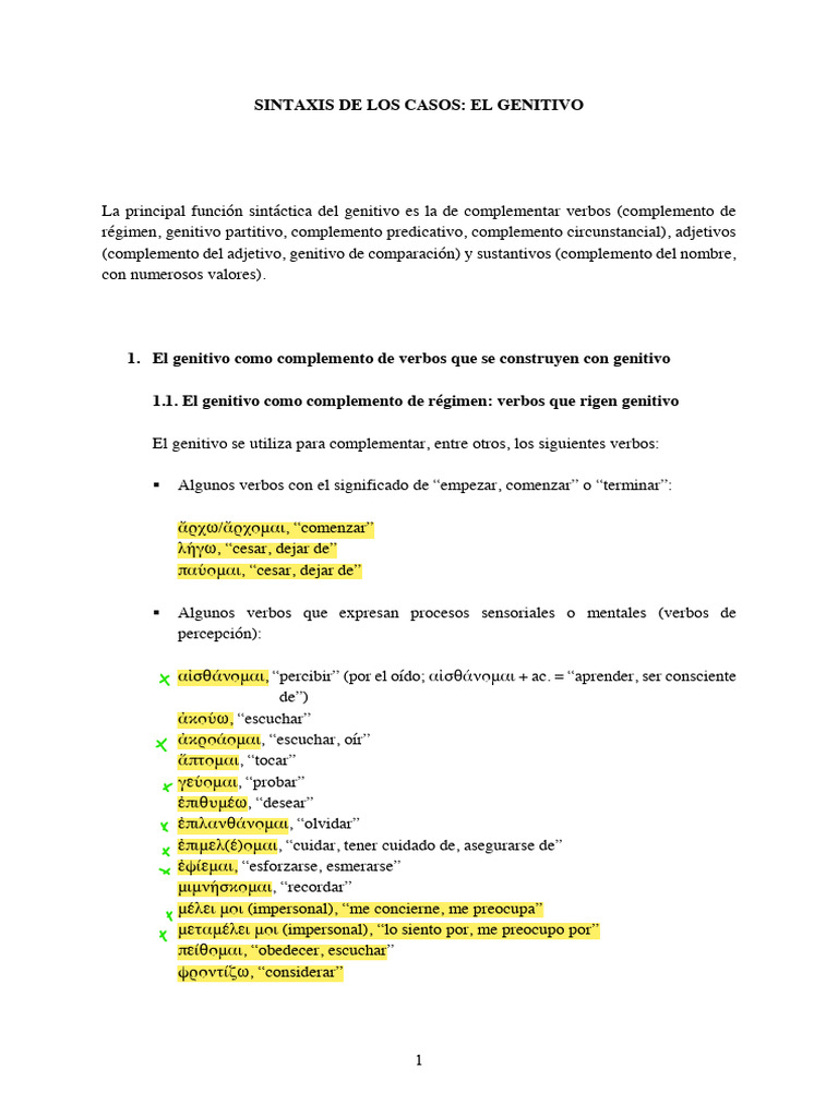 El Genitivo | PDF | Verbo | Interpretación (filosofía)