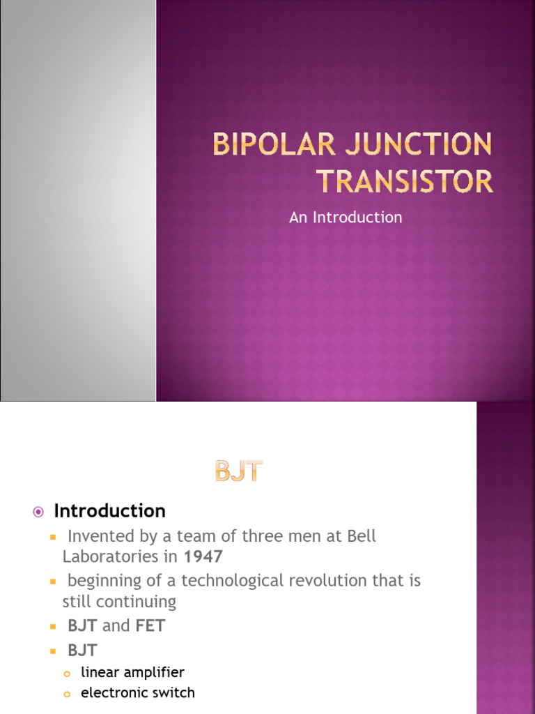 Introduction To BJT | PDF | Bipolar Junction Transistor | Electricity