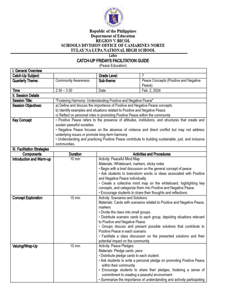 CATCHUP fRIDAY pEACE | PDF | Peace | Concept