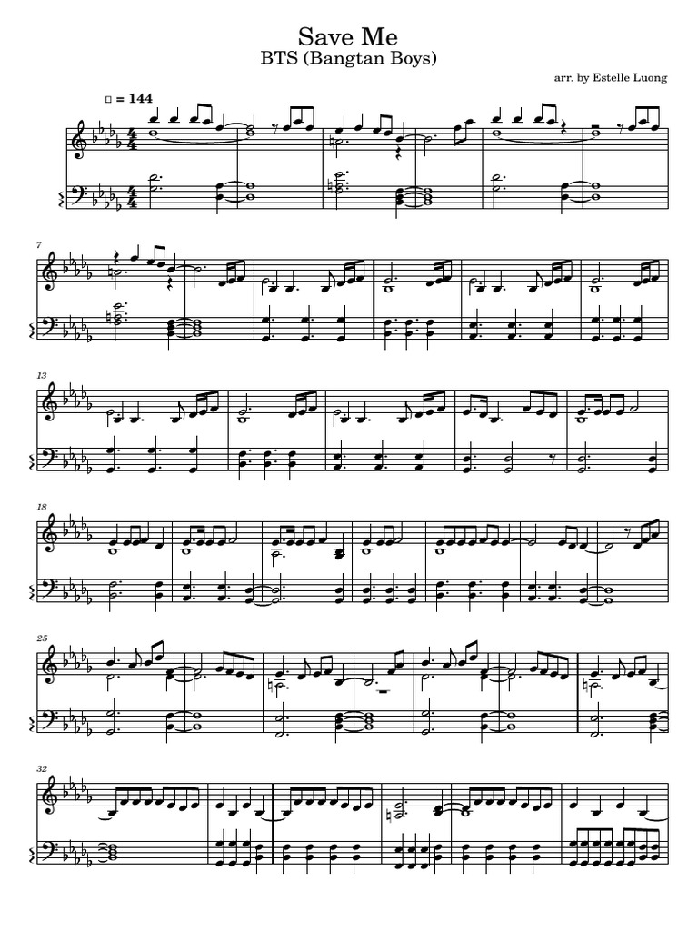 Save Me BTS Piano Arrangement | PDF