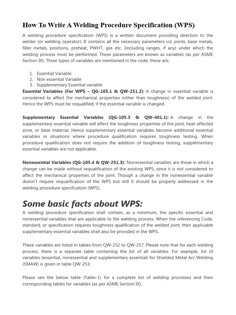 How To Write A Welding Procedure Specification | PDF | Welding | Construction