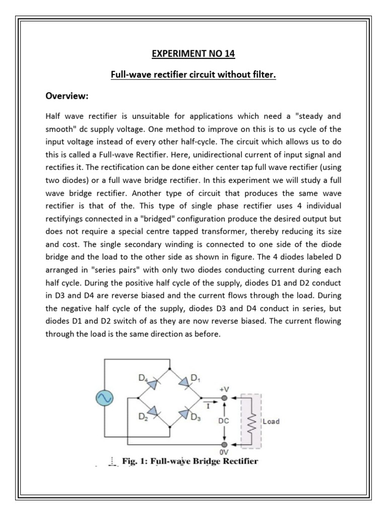 Experiment No 14-1 | PDF | Rectifier | Physical Quantities