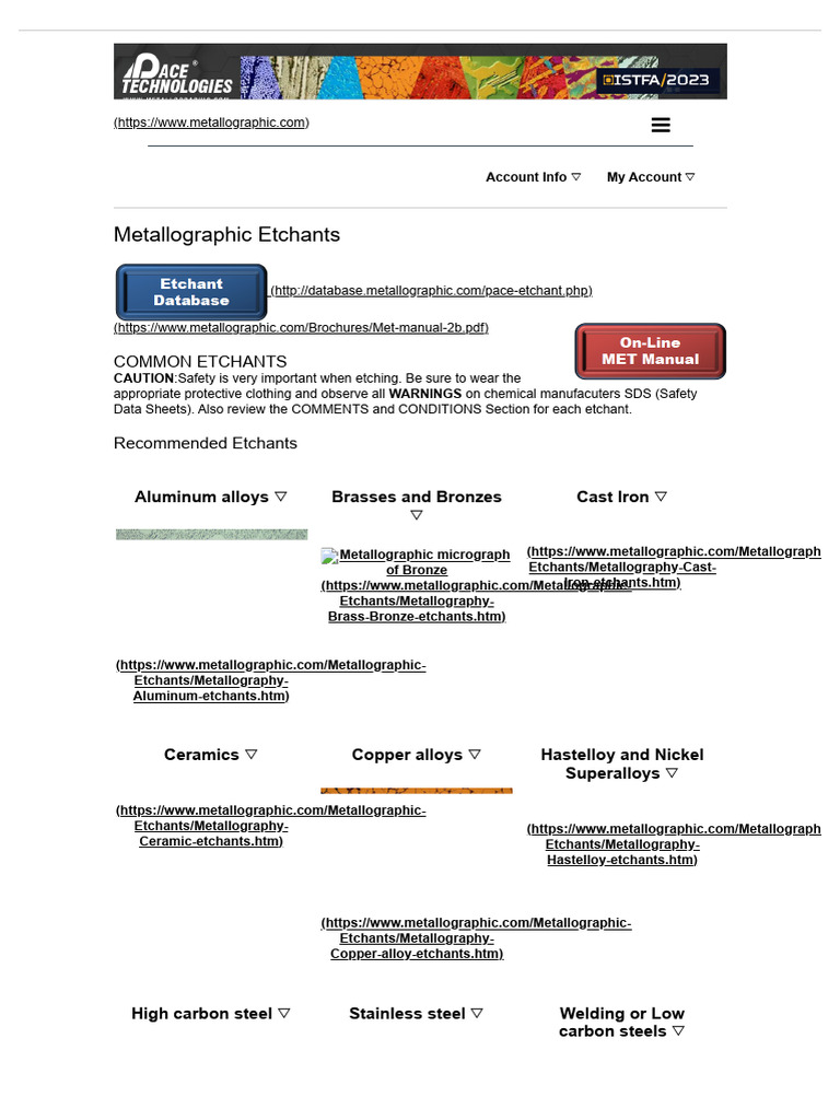 Metallographic Etchants | PDF