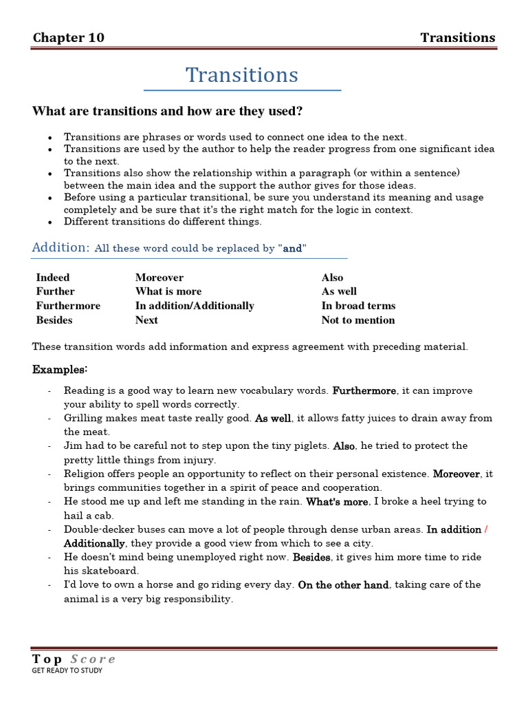 10 Transitions | PDF | Organic Foods