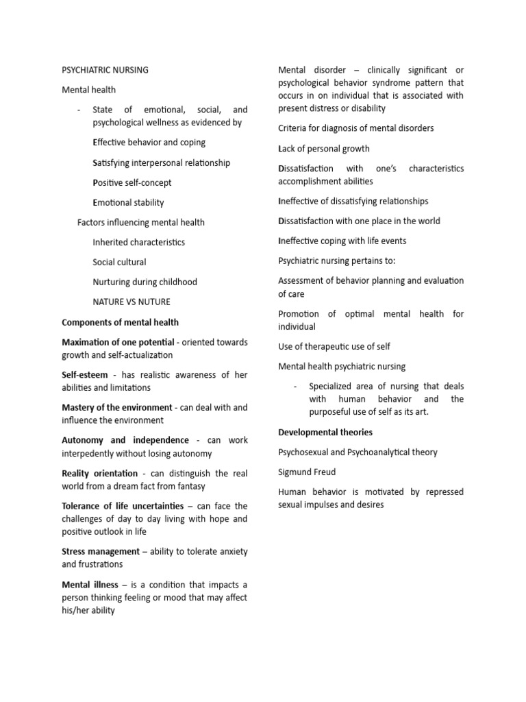 Psychiatric Nursing | PDF