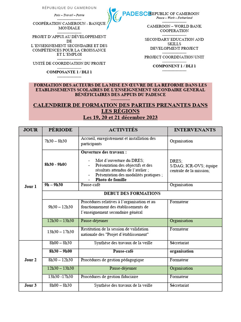 Agenda De Latelier Pdf