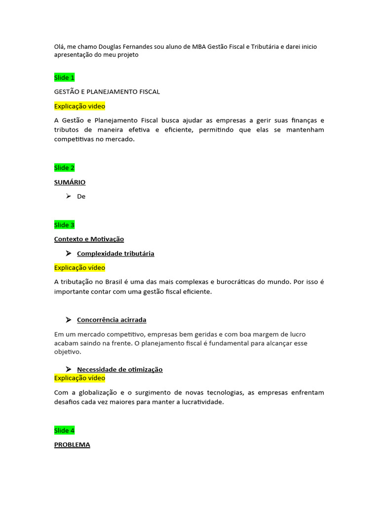 ROTEIRO VIDEO PITCH Gestão Financeira e Controladoria - Isabel | PDF ...