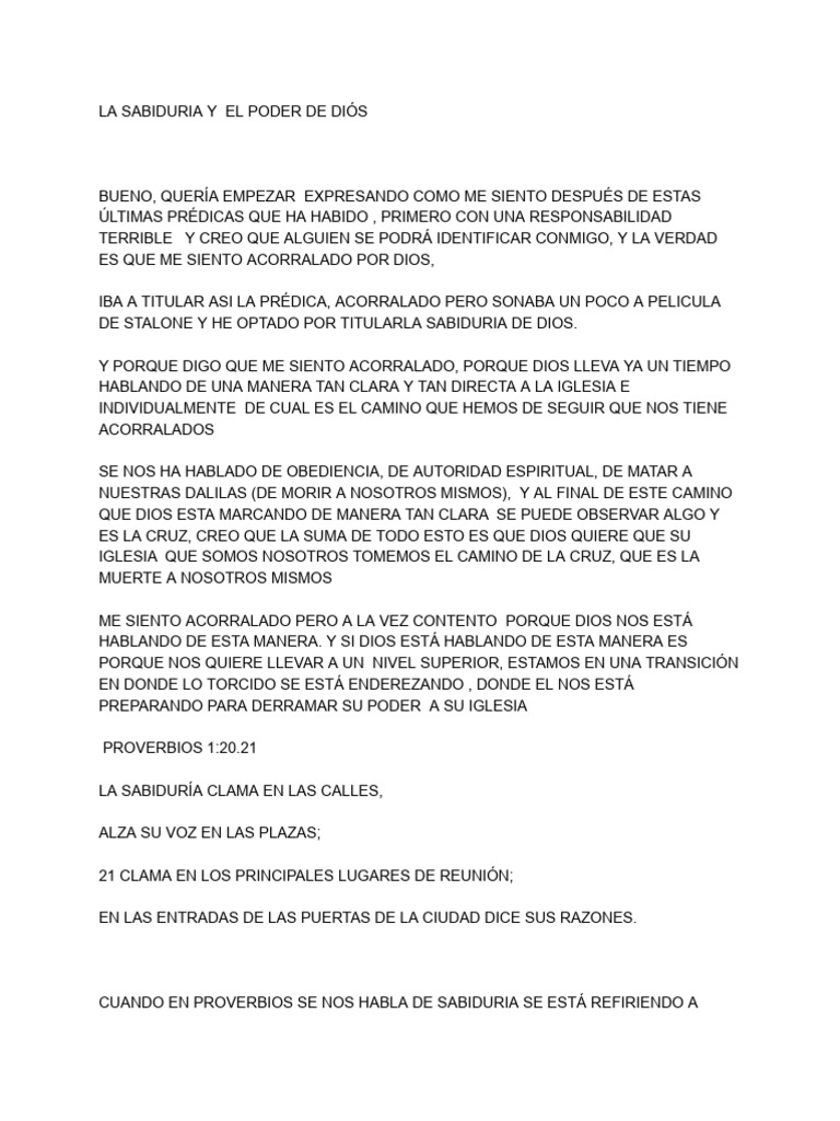 La Sabiduria y El Poder de Dios | PDF | Jesús | Dios