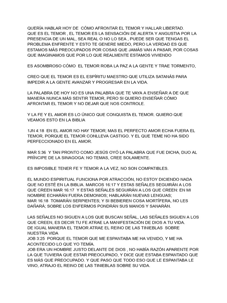 Del Temor A La Libertad | PDF | Temor | Fe
