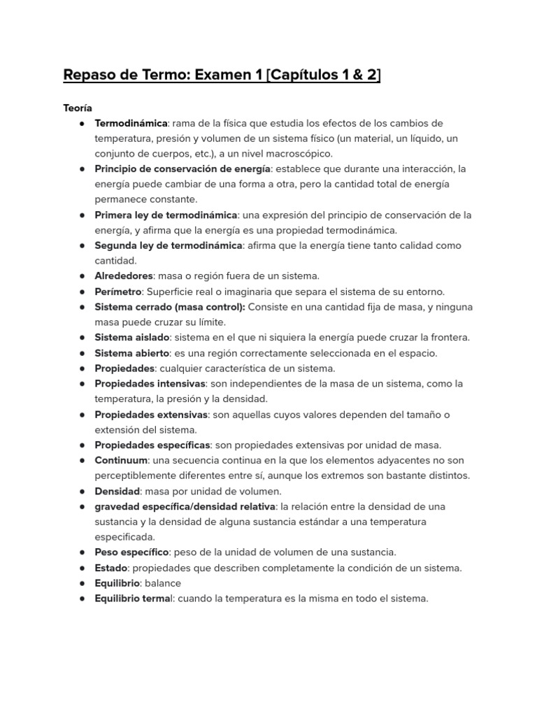 Repaso de Termo | PDF | Termodinámica | Masa