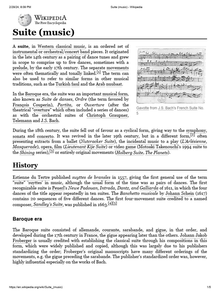 Suite (Music) - Wikipedia | PDF | Suite (Music) | Musical Forms