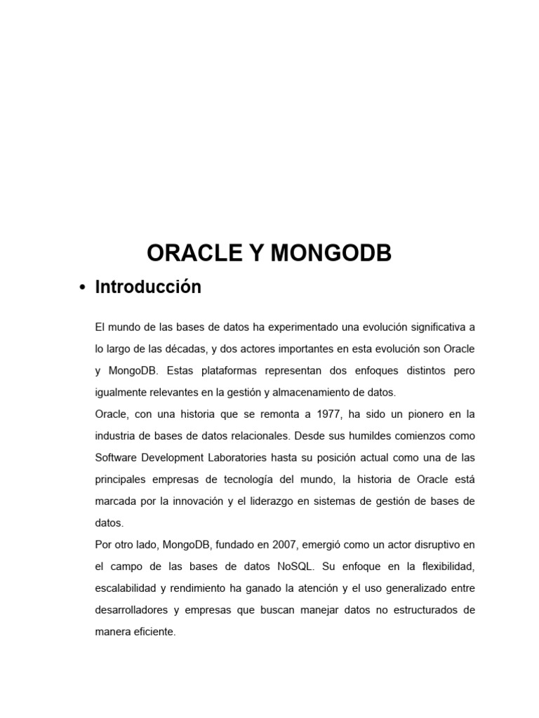 Oracle y Mongodb | PDF | Mongo Db | Oracle Corporation