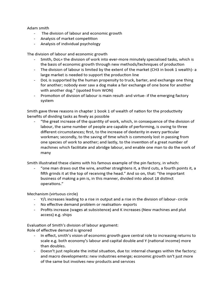 Adam Smith Rev | PDF | Labour Economics | Division Of Labour