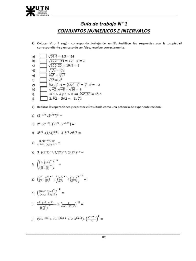 2024 - GUIA N°1 - Conjuntos Numéricos e Intervalos | PDF | Lexicología ...