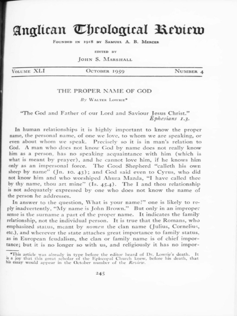En - The Proper Name of God - Walter Lowrie | PDF