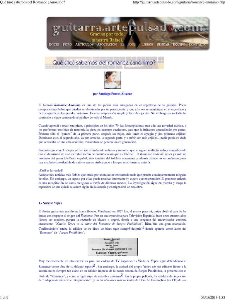 Qué (No) Sabemos Del Romance Anónimo | PDF | Canciones | Armonía